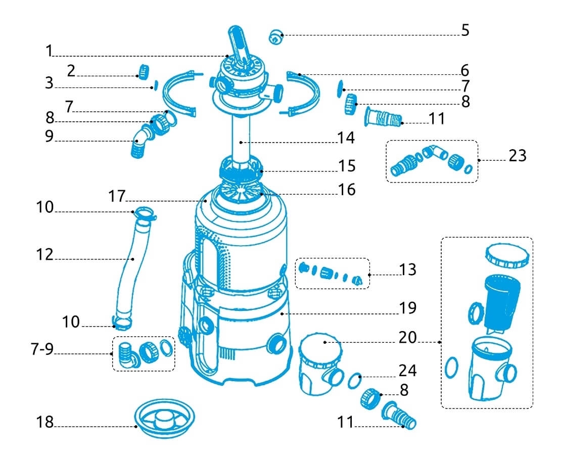 6-cestný ventill pre filtrácie ProStar Plus 2, 4, 6 a ProStar 2000 ...