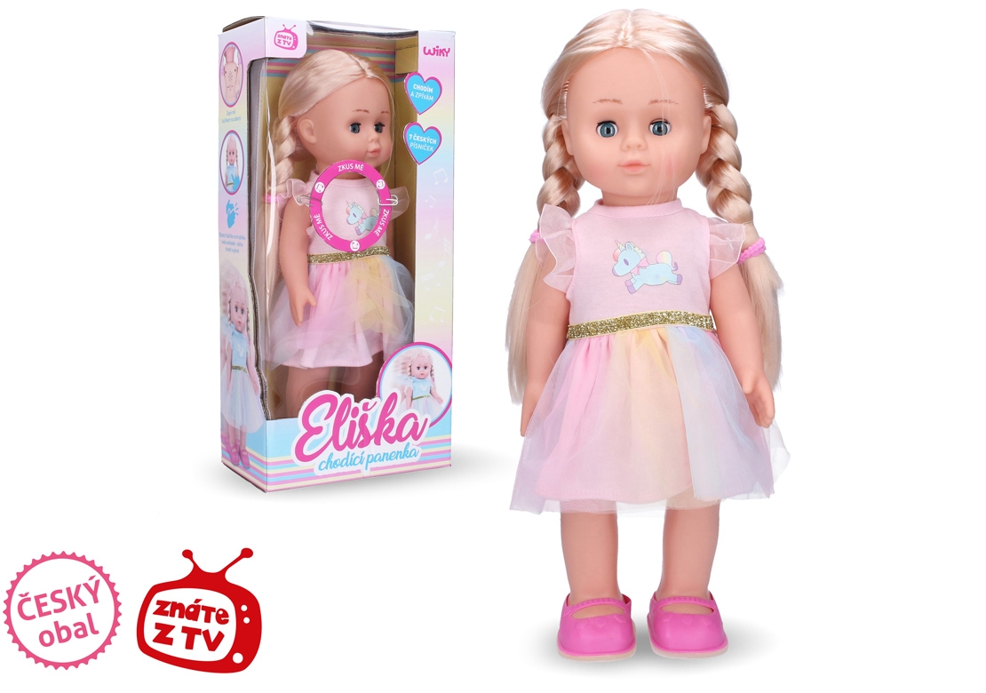 Eliška chodiaca bábika 41 cm ružové šaty | Marimex.sk